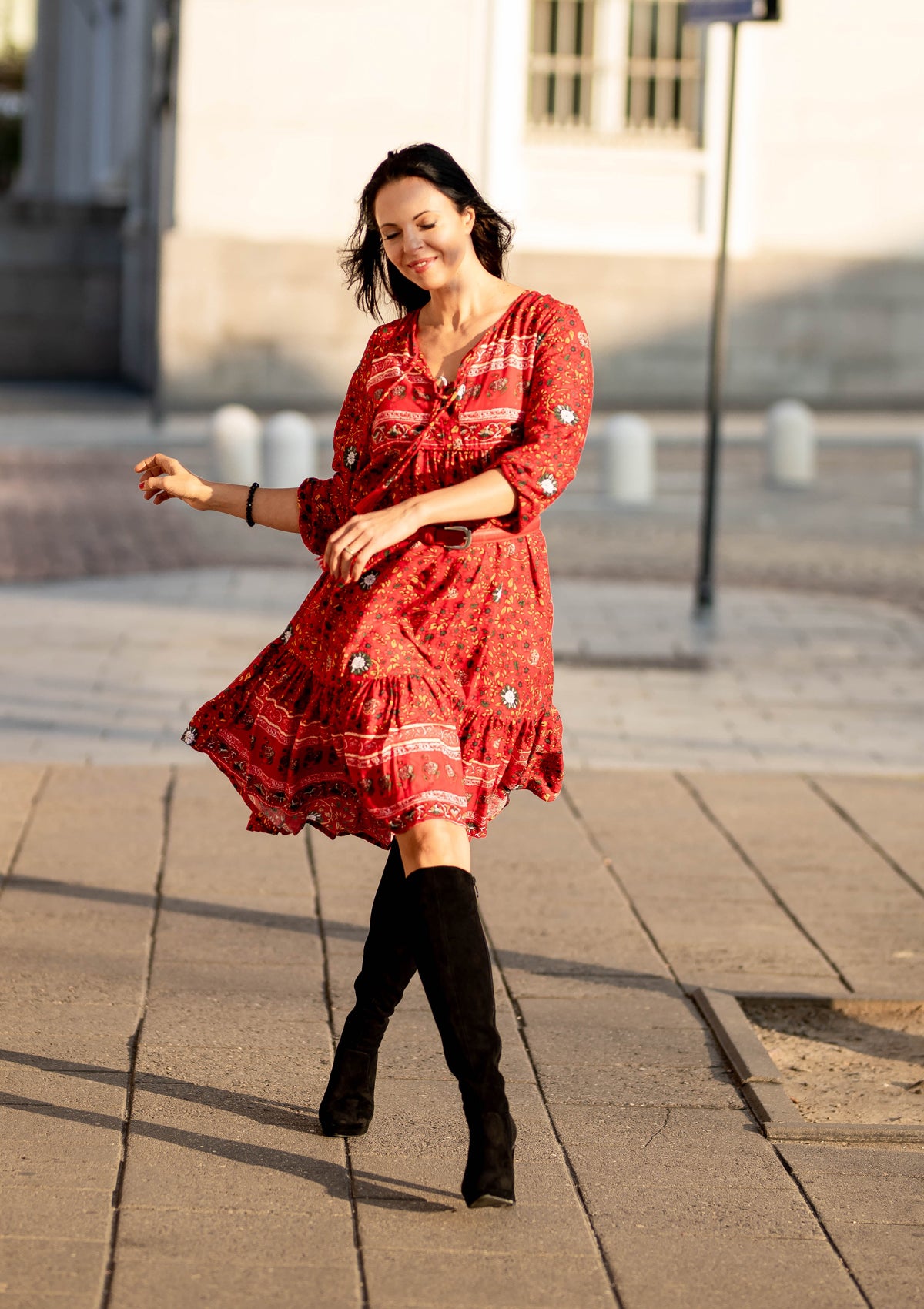 Melly Red Chili Midi Dress – My Flower Dress