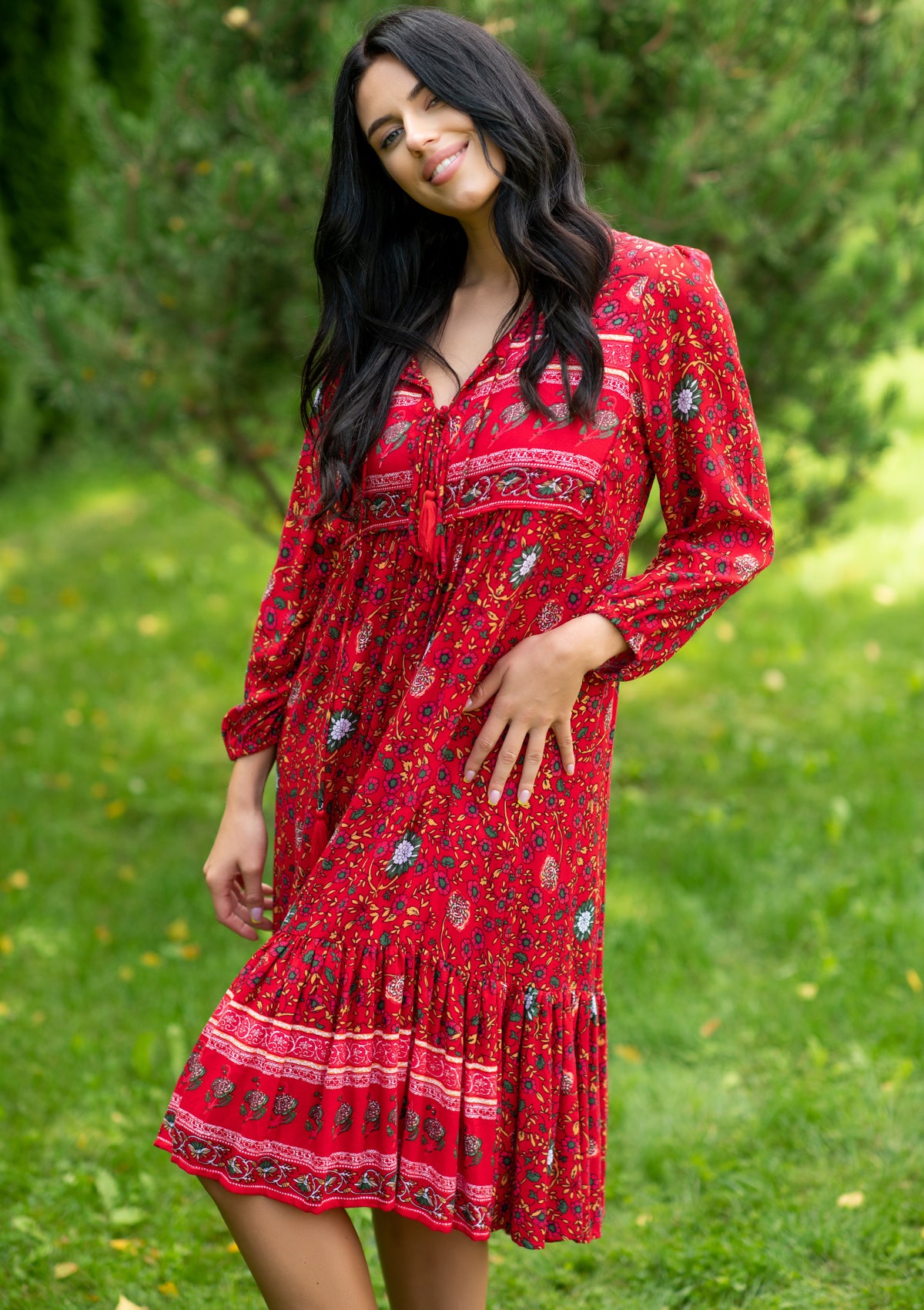 Melly Red Chili Midi Dress – My Flower Dress